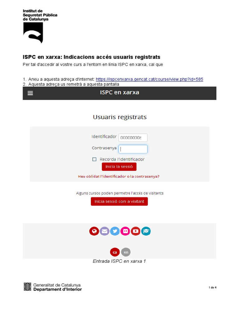 ISPC en Xarxa-Indicacions - Acces - Usuaris | PDF
