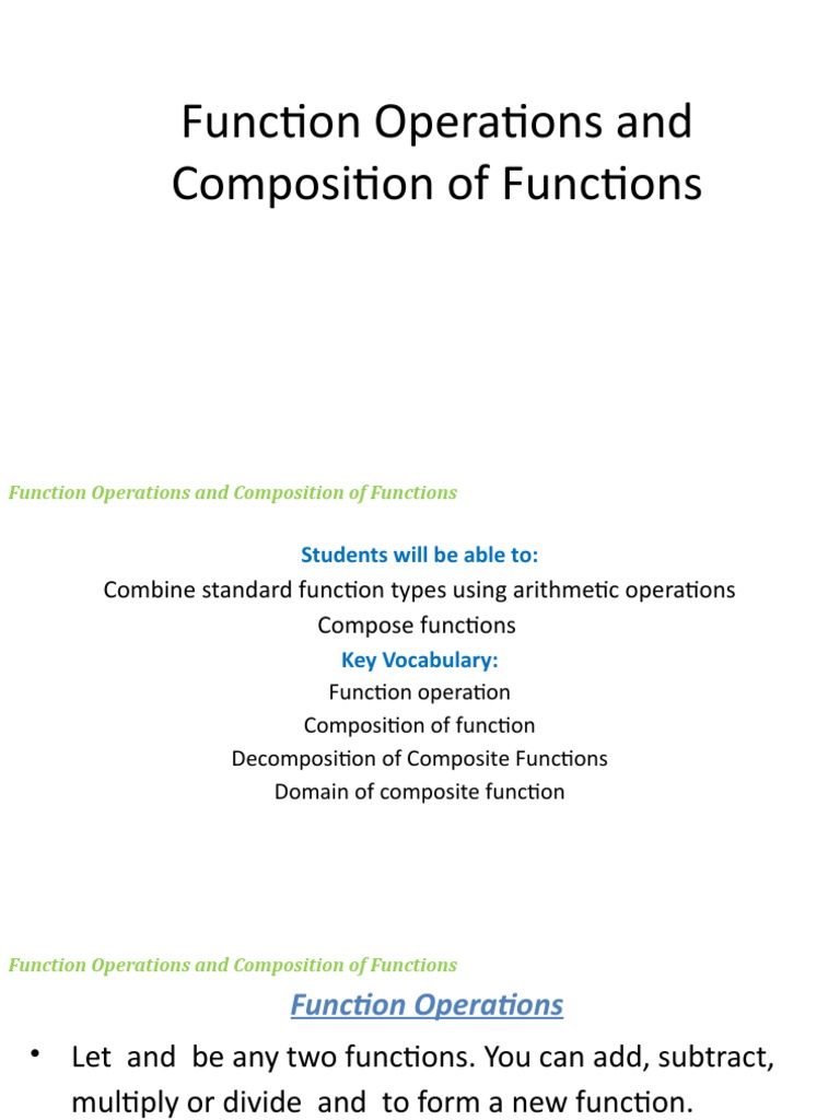 Operations On Function | PDF | Function (Mathematics) | Multiplication