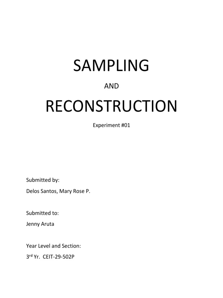 Experiment01 Sampling And Reconstruction Pdf Sampling Signal Processing Applied