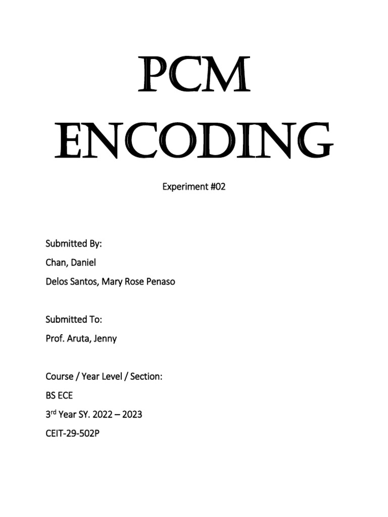 Experiment02 Pcm Encoding Pdf Sampling Signal Processing Amplitude