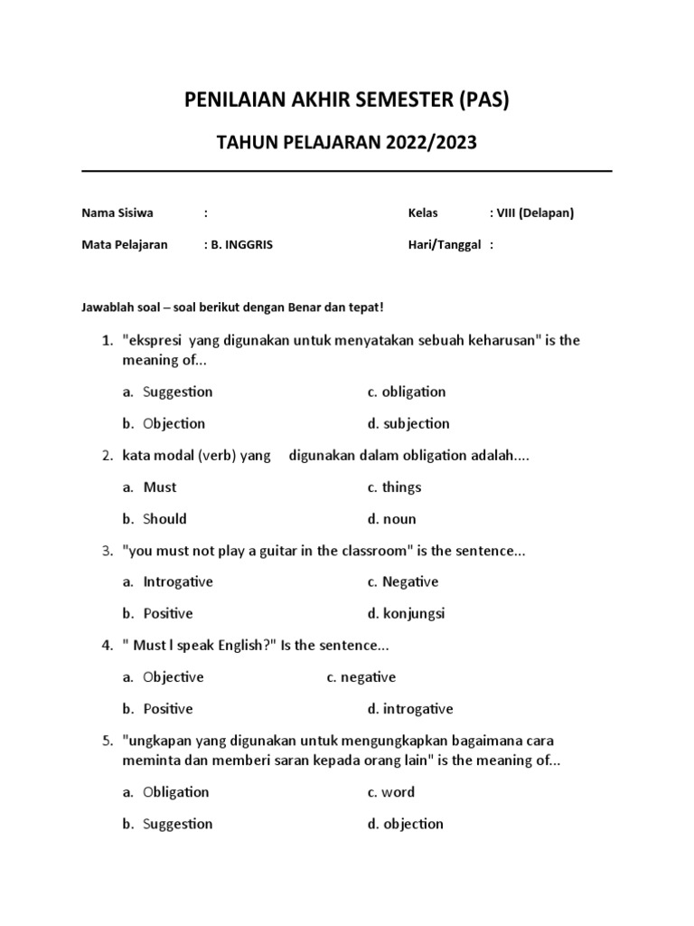 Pas B Inggris Kls 8 Pdf