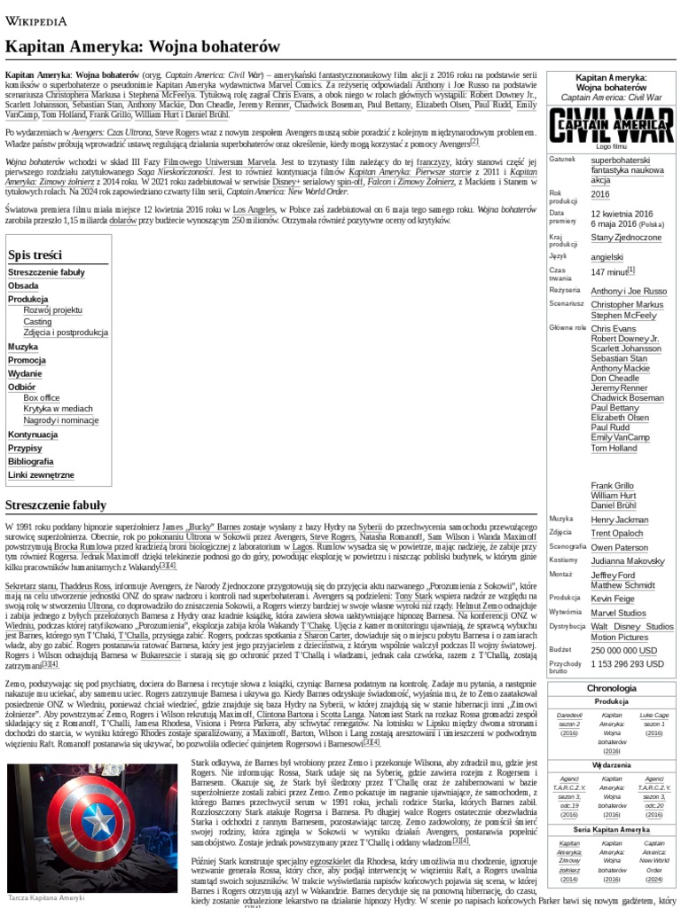 Kapitan Ameryka Wojna | PDF