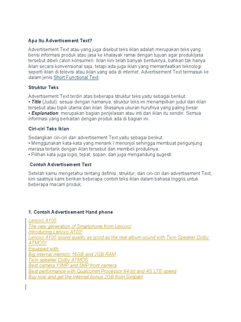 Apa Itu Advertisement Text | PDF