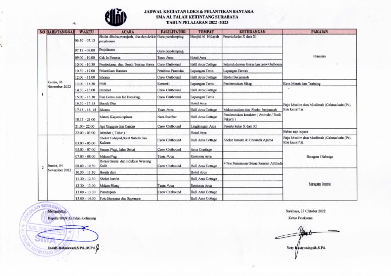 Jadwal Kegiatan LDKS | PDF
