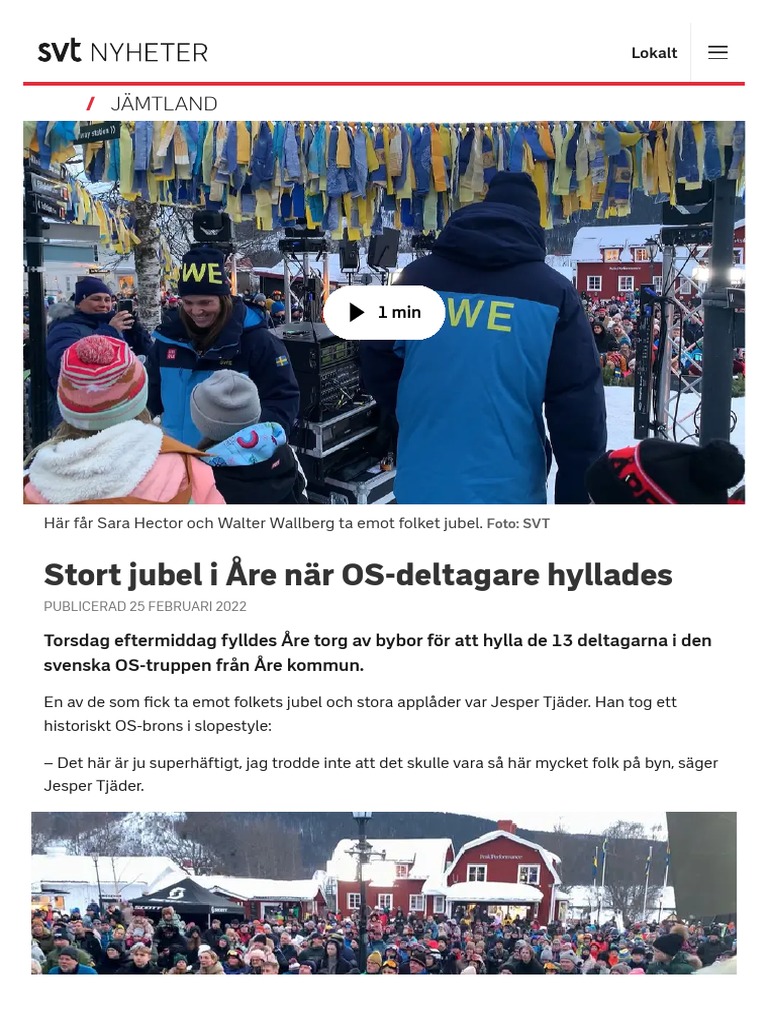 Stort jubel i Åre när OS-deltagare hyllades | SVT Nyheter | PDF