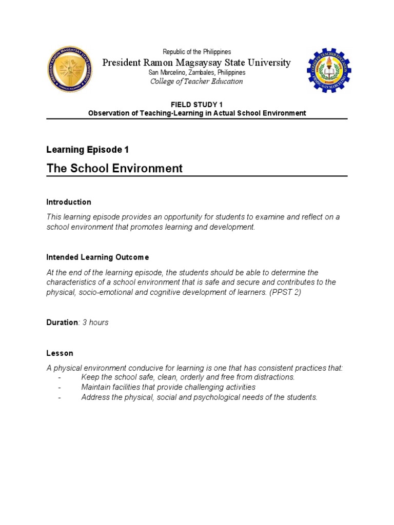 FS 1 Learning Episode 1 | PDF | Learning | Schools FS 1 Learning Episode 1 | PDF | Learning | Schools