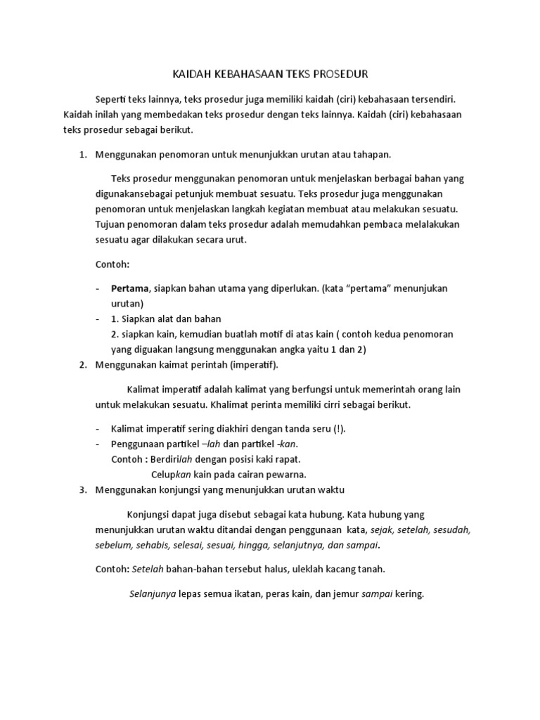 Kaidah Kebahasaan Teks Prosedur | PDF