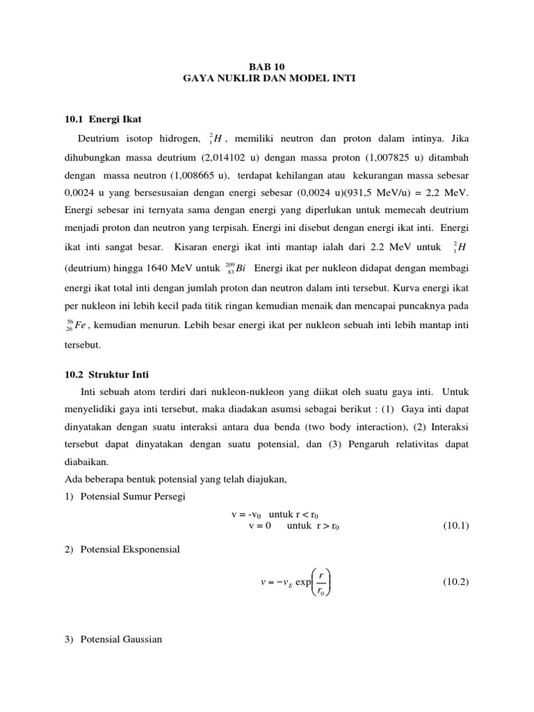 Jobsheet 10 Gaya Nuklir Model Inti 2015 | PDF