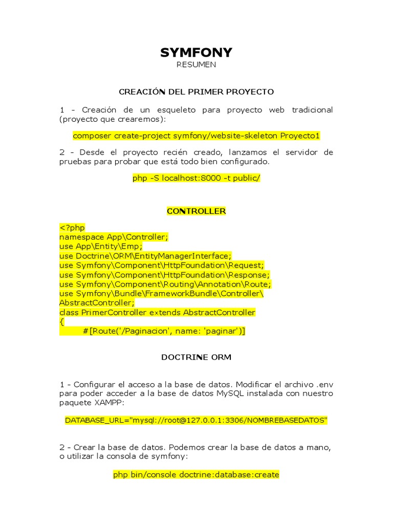 SYMFONY Chuletazo | PDF | Php | Red mundial