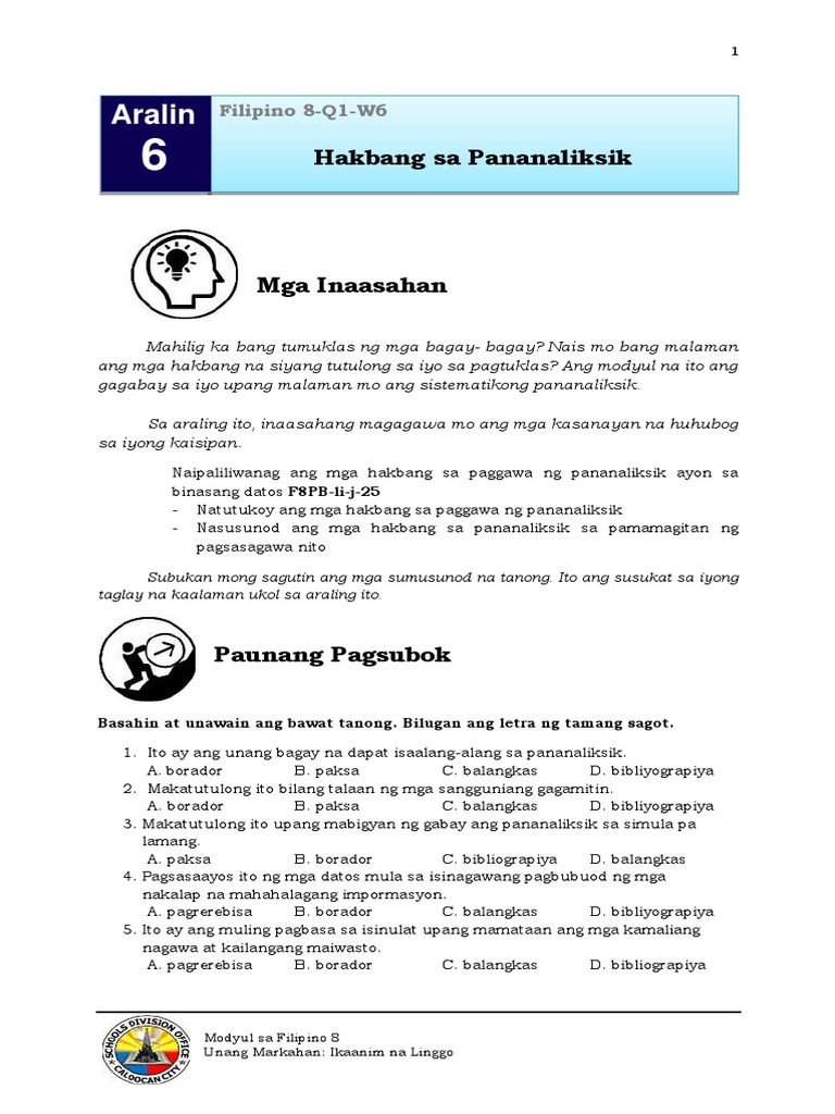Filipino 8 Q1 Week 6 | PDF