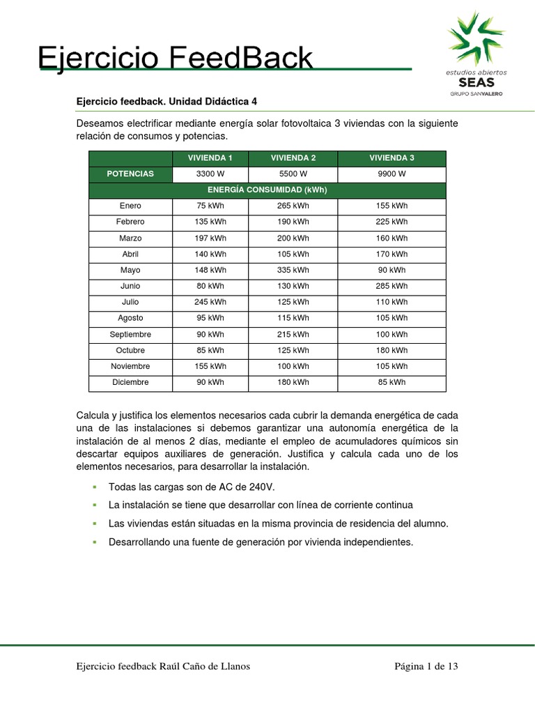 Ejercicio Feedback RaúlCañodeLlanos | PDF | Poder (Física) | Cantidades fisicas