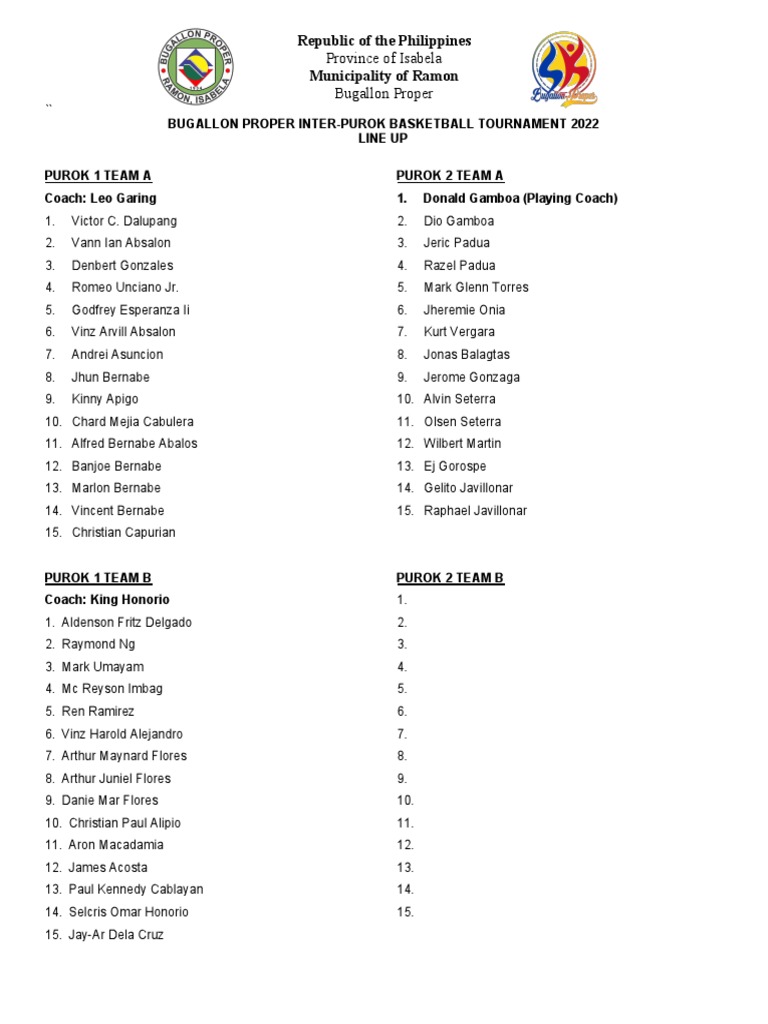 Inter Purok Line Up | PDF