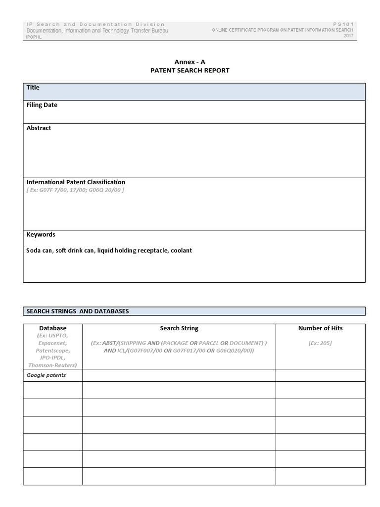 Patent Search Report Form | PDF | Prior Art | Intellectual Works