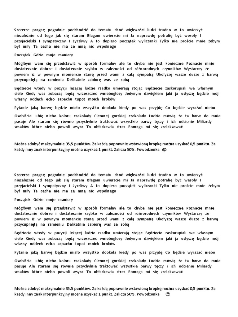 Dyktando Interpunkcja Złodziejka Książęk | PDF