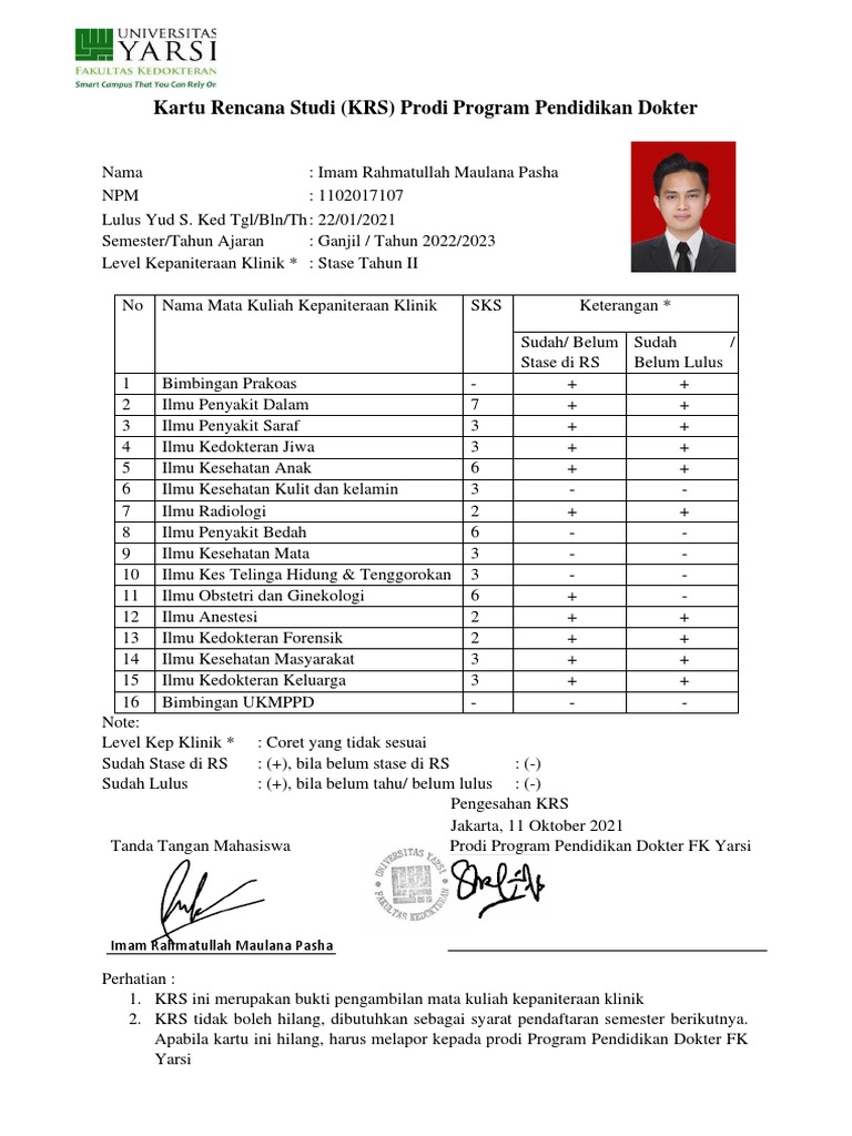 Kartu Rencana Studi Prodi PPD Koas TH II | PDF