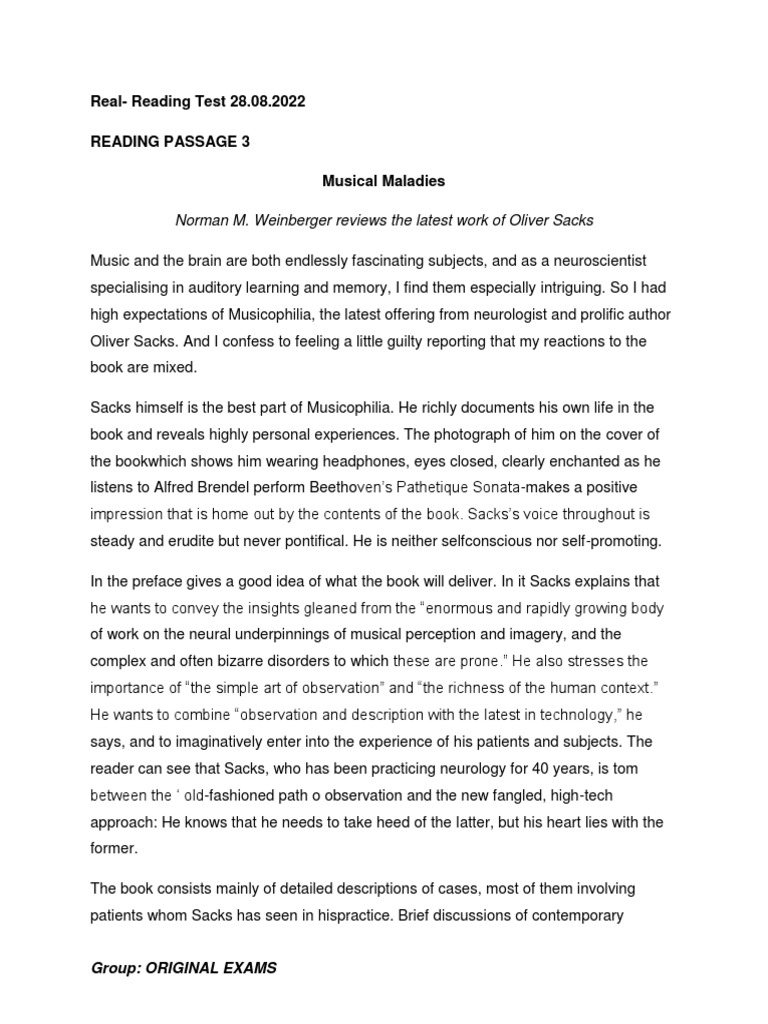 Musical Maladies-27.08.2022 | PDF | Neurology | Neuroscience