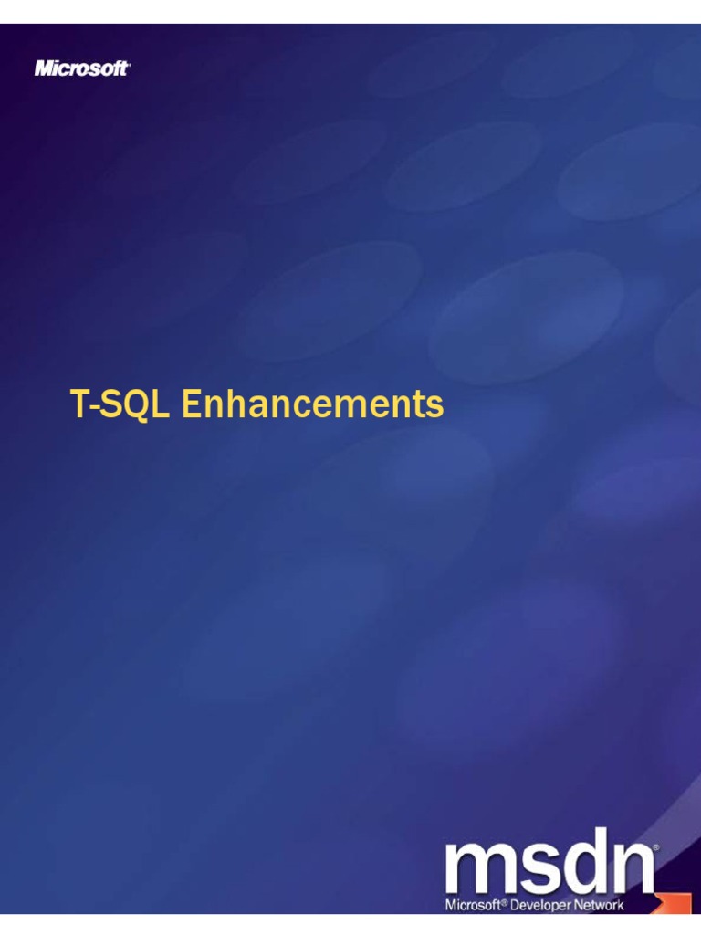T Sql Enhancements Pdf Microsoft Sql Server Sql 8054