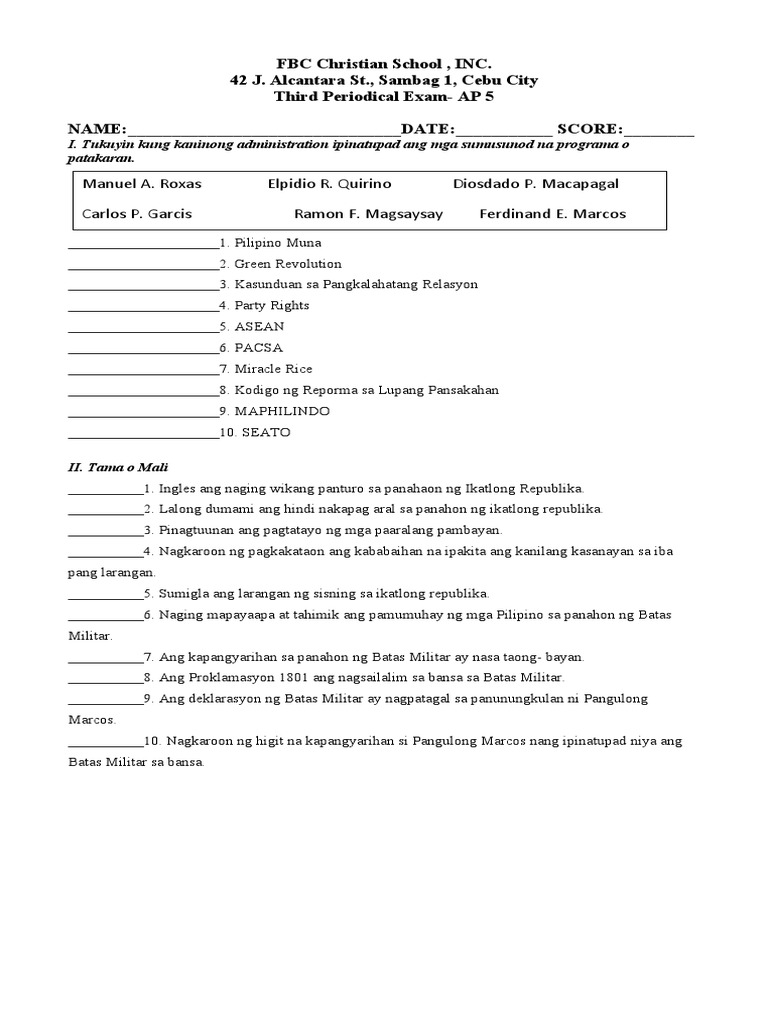 3rd Periodic Exam | PDF | Daniel (Biblical Figure) | Shadrach, Meshach ...