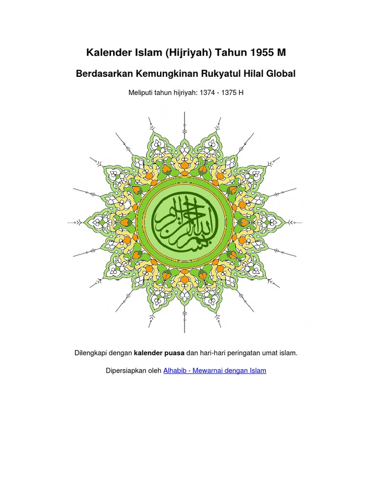 Kalender Islam Global Tahun 1955 M | PDF