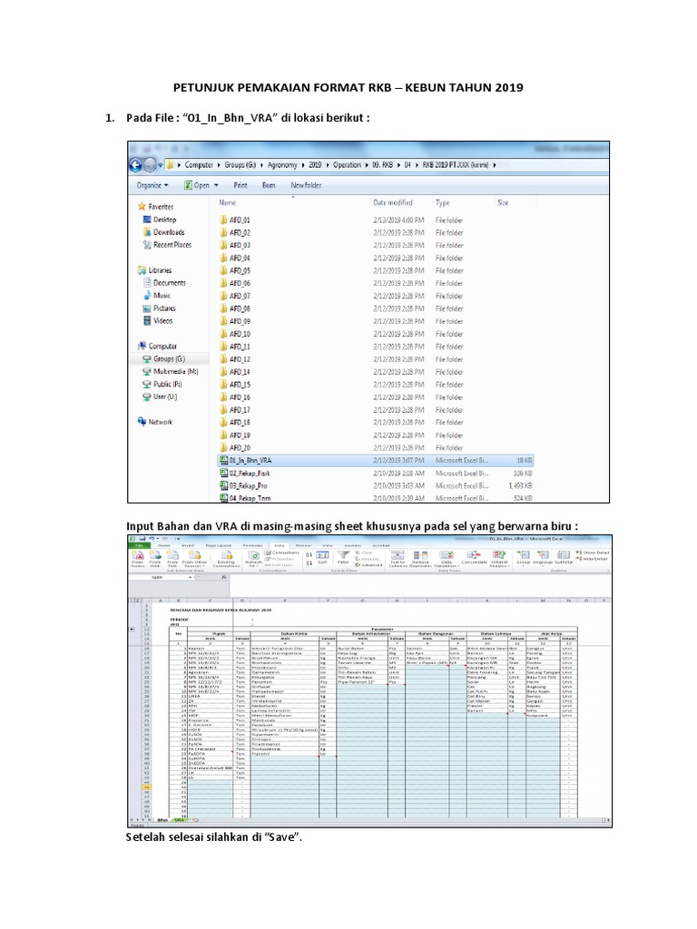 Petunjuk Pemakaian Format RKB Kebun Tahun 2019 | PDF
