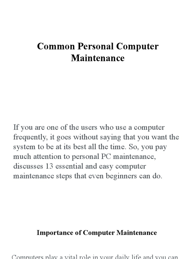 Easy PC Maintenance for Beginners | PDF | Malware | Antivirus Software