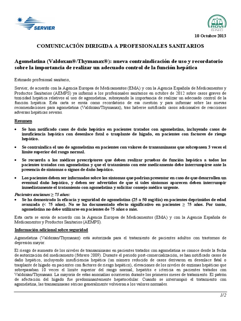 Nueva contraindicación y recordatorio sobre la importancia del control ...