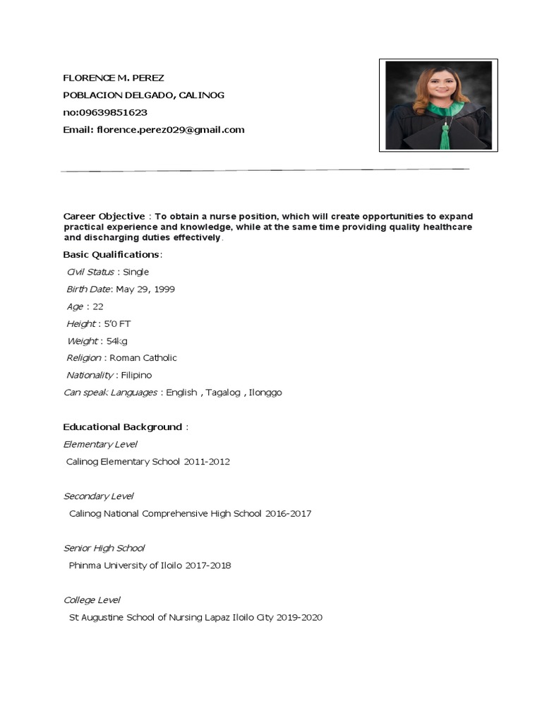 Resume of Florence | PDF