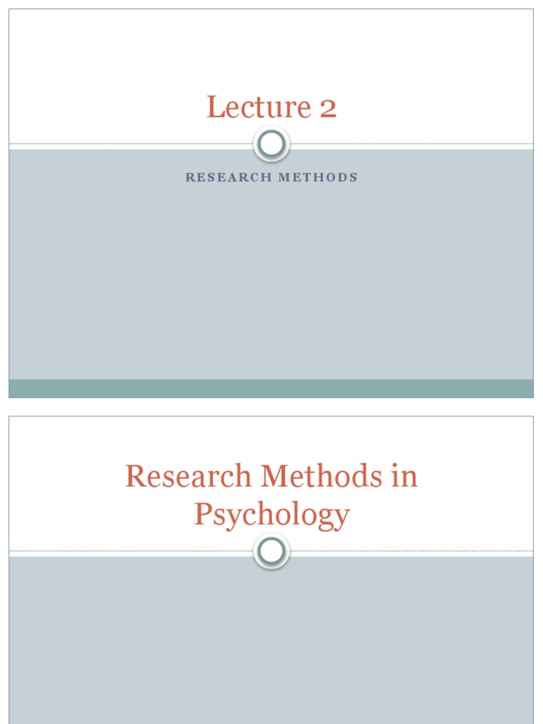 Lecture 2 Research Methods Pdf Sampling Statistics Experiment