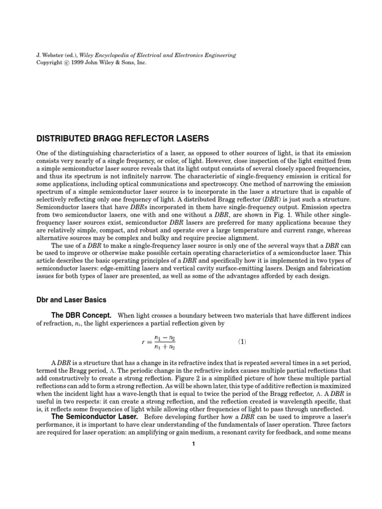 Distributed Bragg Reflector Lasers | PDF | Laser Diode | Laser