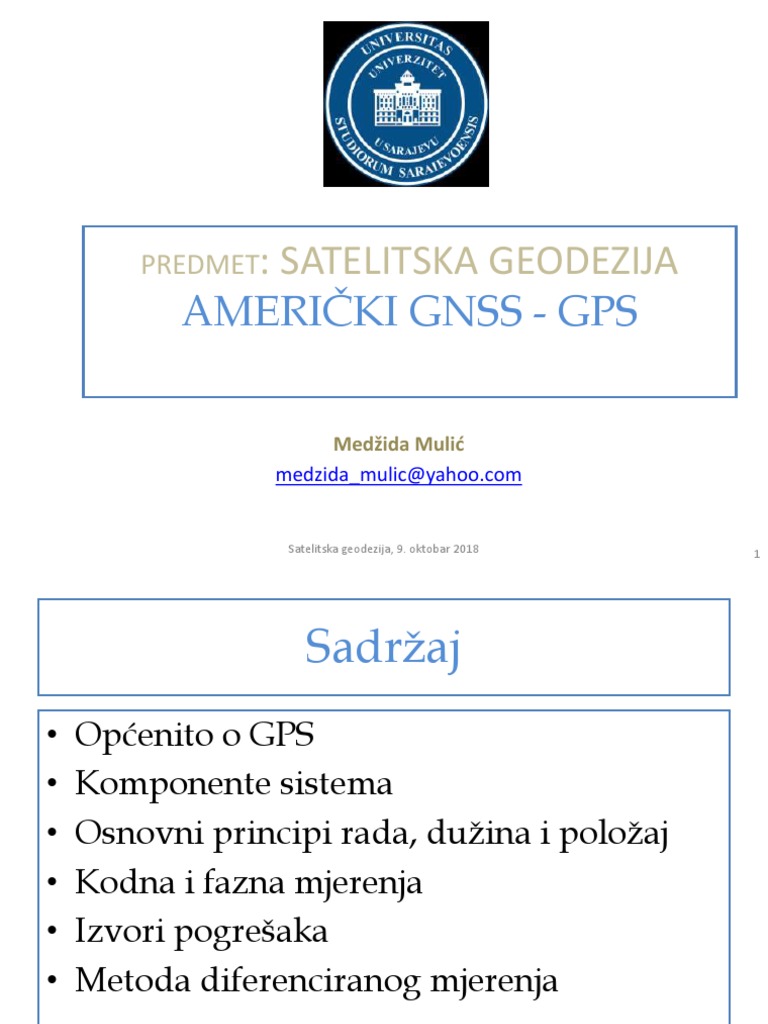 Prezentacija - Američki Satelitski Navigacijski Sistem | PDF