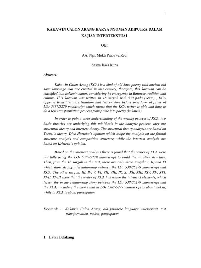 Kajian Kakawin Calon Arang 22 November 2022 | PDF | Linguistics