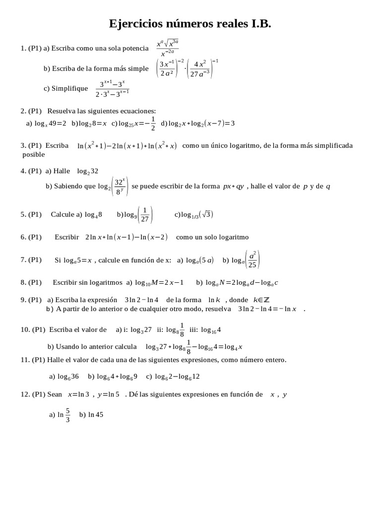 Ejercicios Reales IB | PDF