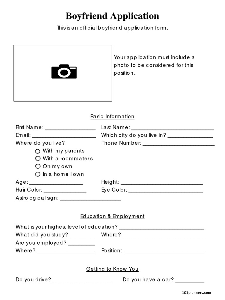 Boyfriend Application | PDF
