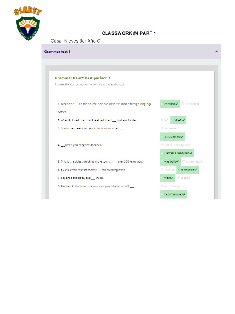 CLASSWORK 4 Results Cesar Nieves 3C | PDF