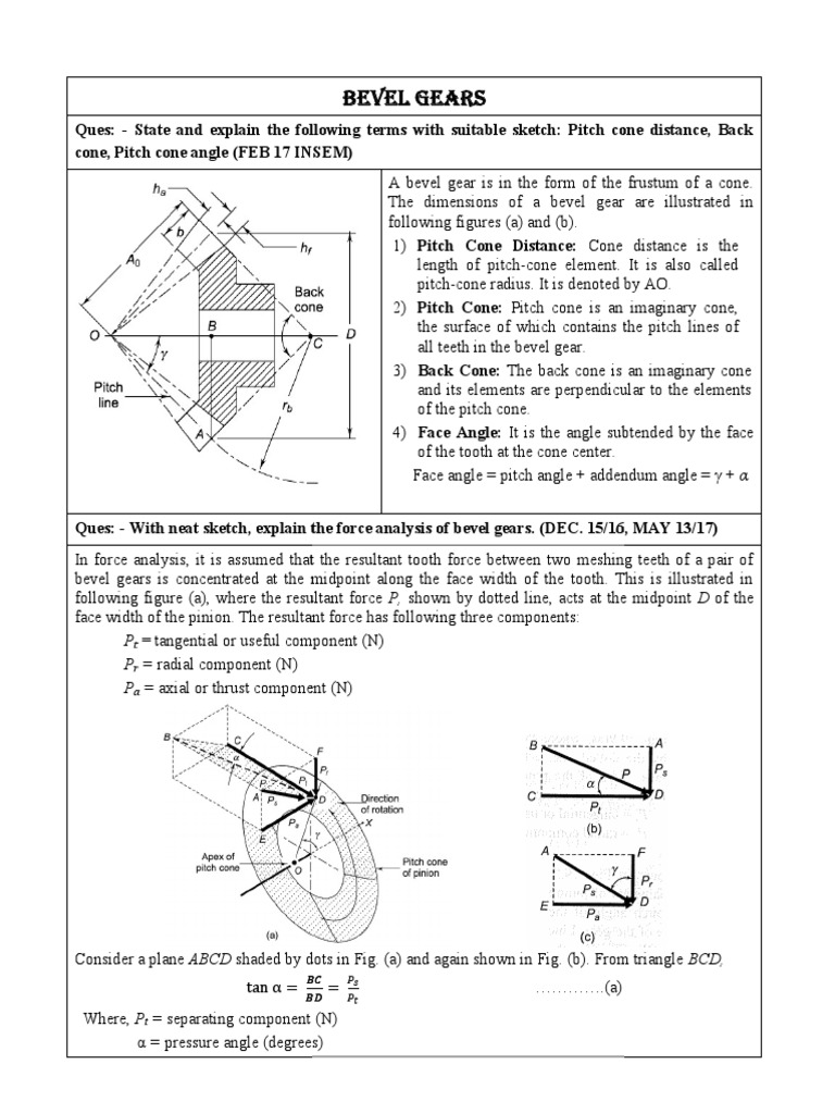 Bevel Gear Force Analysis and Formulas | PDF | Gear | Mechanical ...