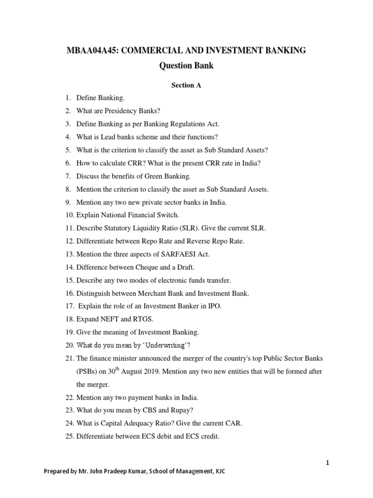 CIB Question Bank | PDF