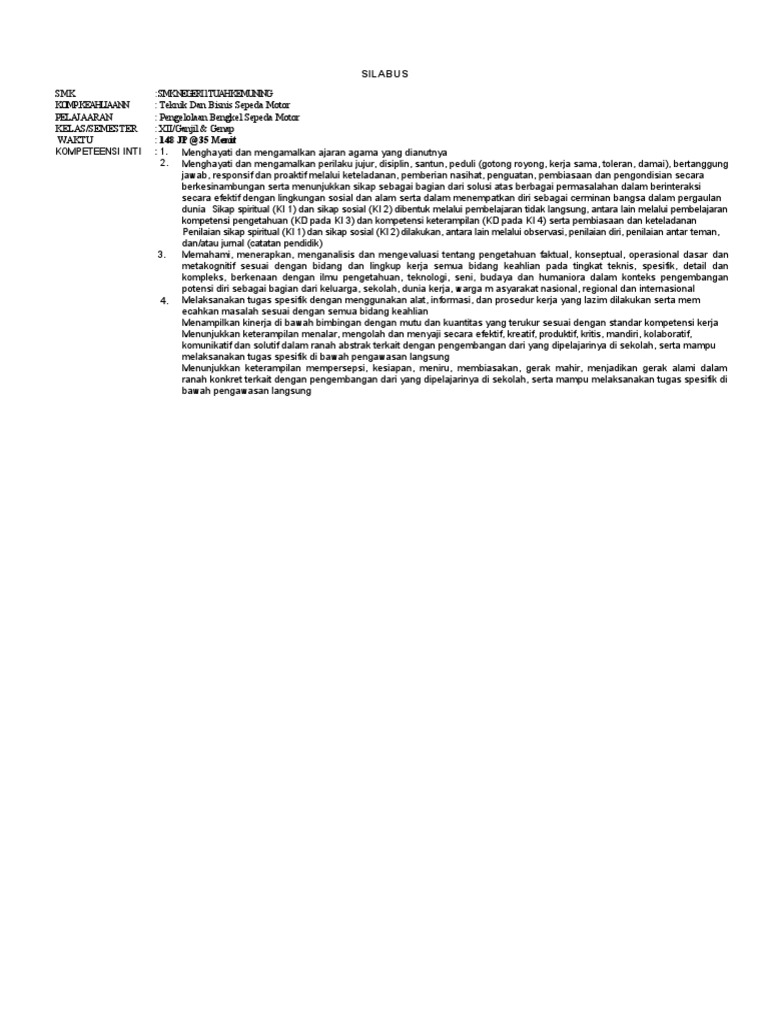 Silabus PBSM XII Ganjil & Genap OKE | PDF