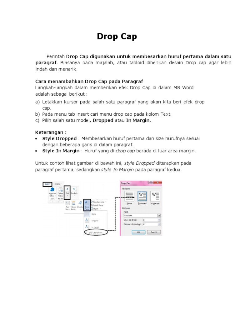 Materi Word 2013 (Drop Cap, Watermark, Daftar Isi) | PDF | Komputer