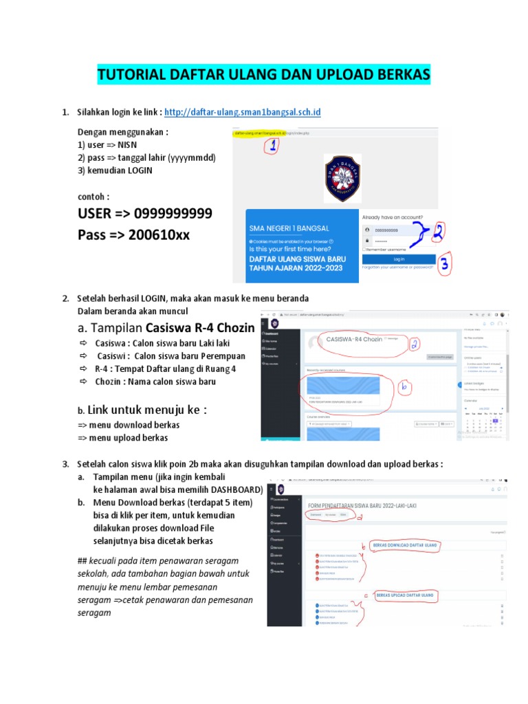 Tutorial Daftar Ulang Dan Upload Berkas | PDF