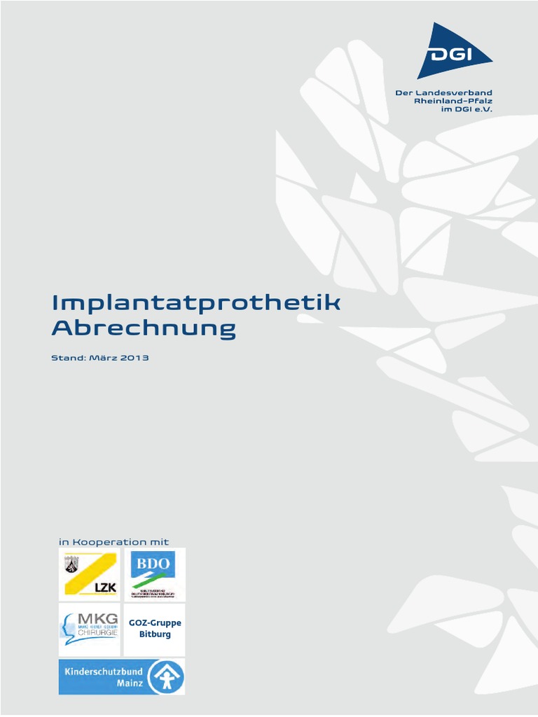 Abrechnungshilfe - Implantatprothetik - Dgi 2 | PDF