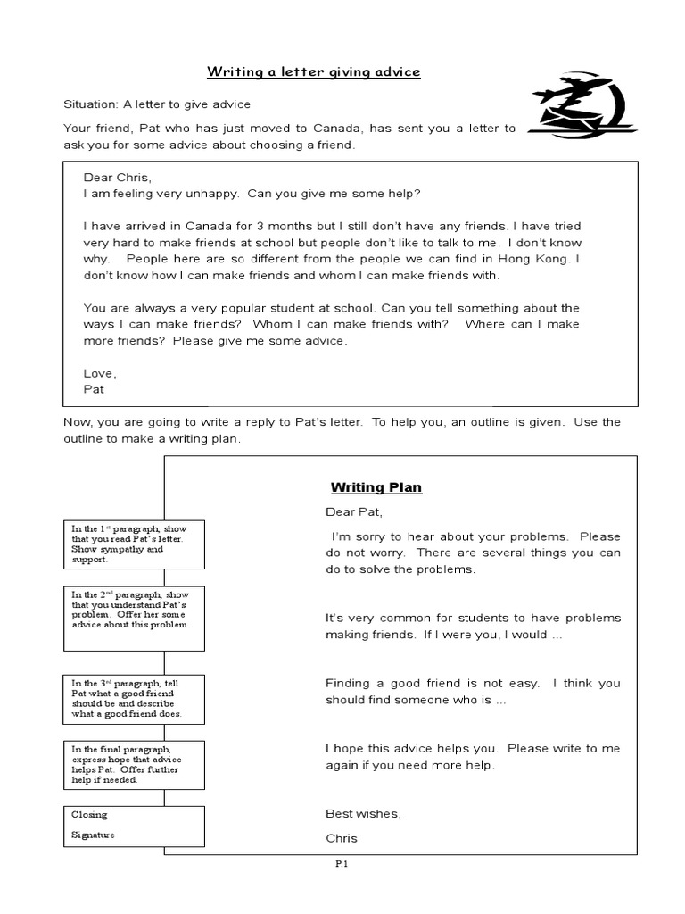 Writing A Letter Giving Advice - Friends | PDF