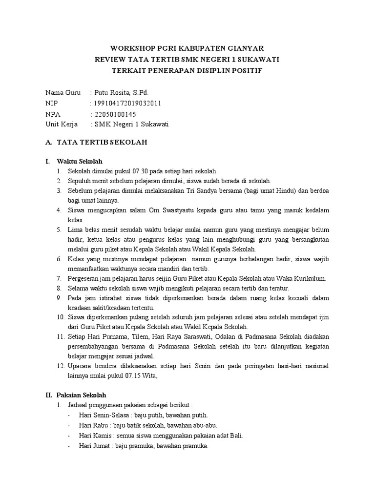 Review Tata Tertib Sekolah | PDF | Karier & Perkembangan | Gaya Hidup