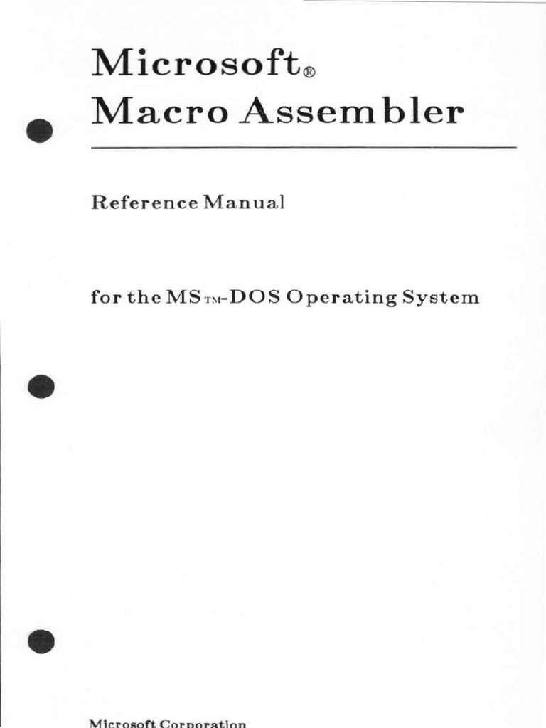 Microsoft Macro Assembler Reference Manual (1984) | PDF | Assembly Language | Programming