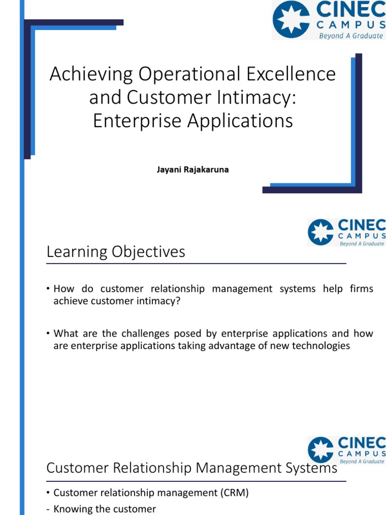Achieving Operational Excellence and Customer Intimacy Enterprise ...