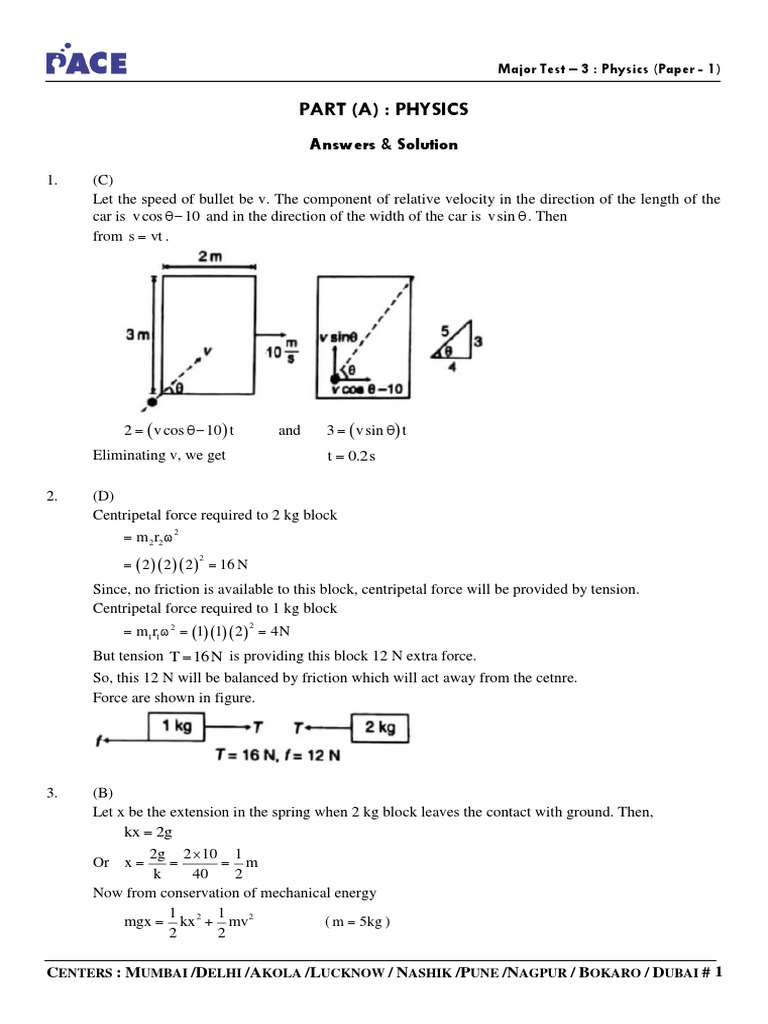 Answers & Solution - Major Test - 3 (ADV) DT. 27-03-2022 | PDF ...