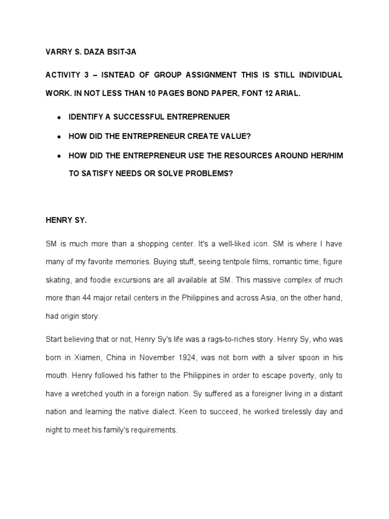 Entrep Activity 3 | PDF