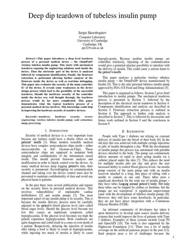 Deep Dip Teardown of Tubeless Insulin Pump | PDF | Printed Circuit ...