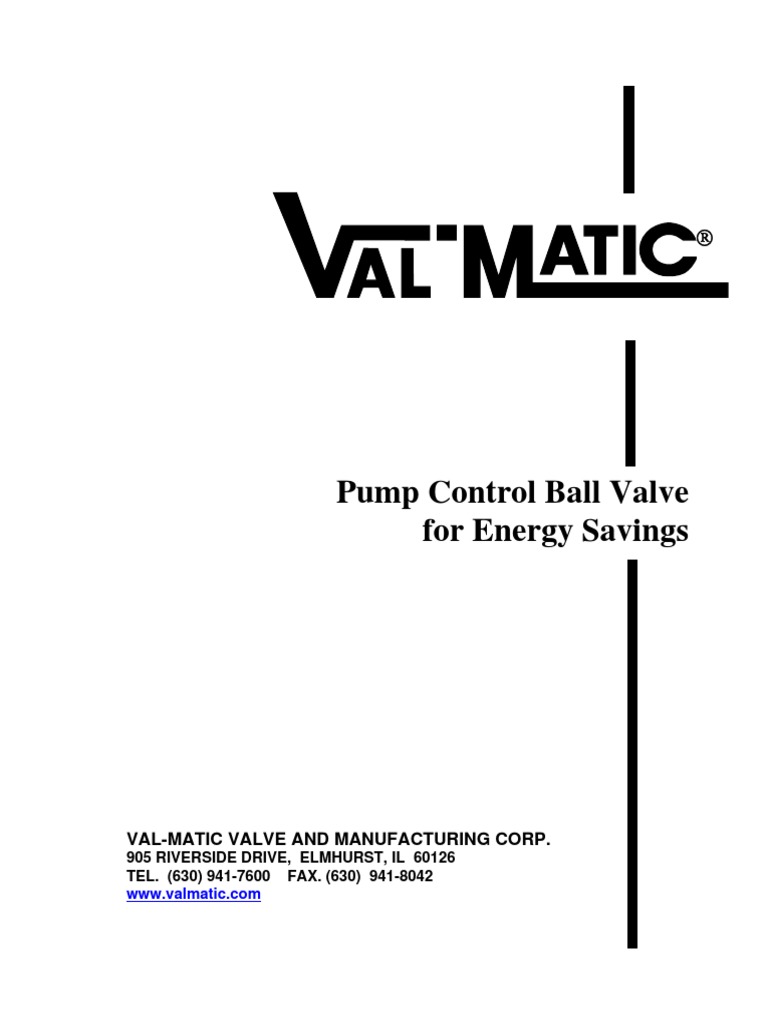 Val Matic Pump Control Ball Valve For Energy Savings | PDF | Pump | Valve