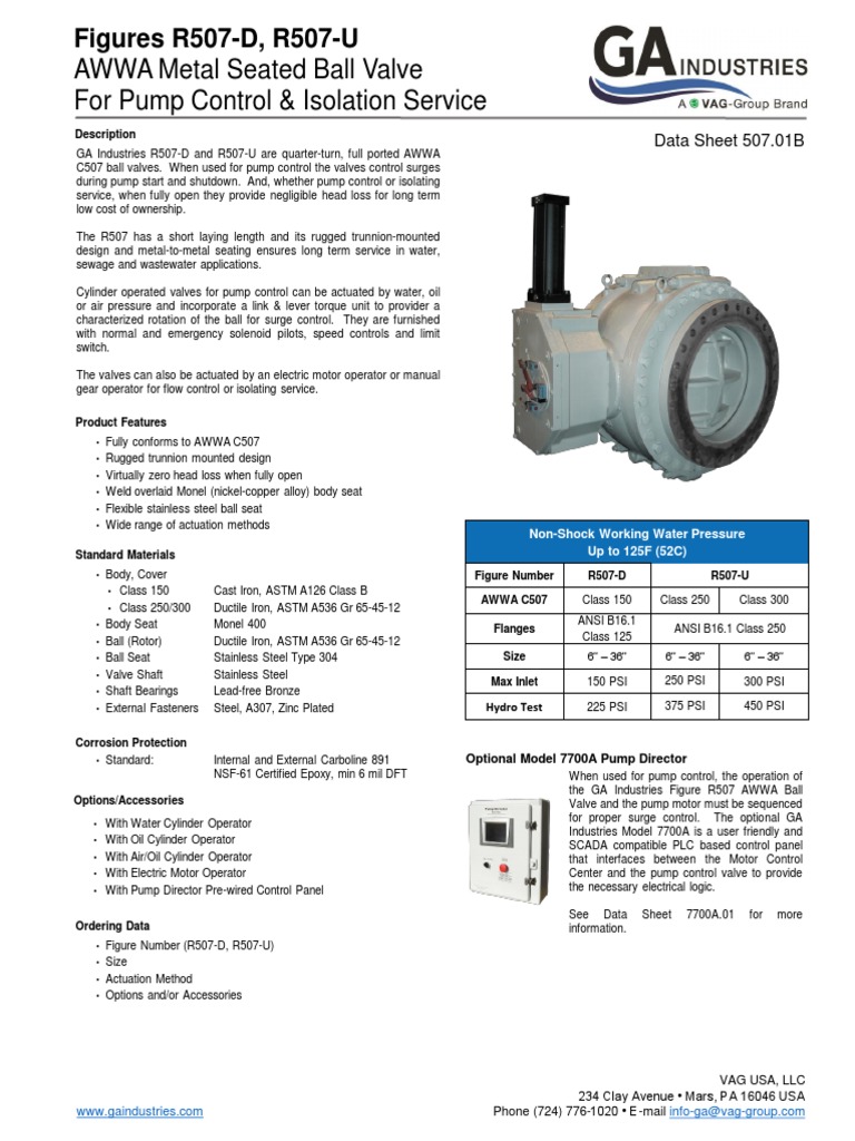 Industrial AWWA Ball Valves Guide | PDF | Valve | Pump