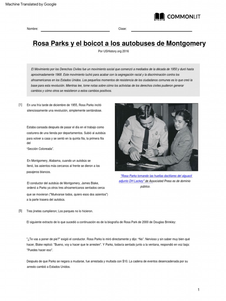 Rosa Parks y el Boicot de Montgomery | PDF | Viajes y turismo